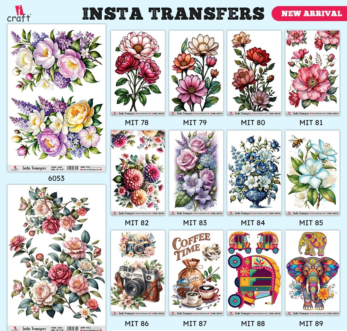 New launch transfer sheet combo – Anu art and craft supplies